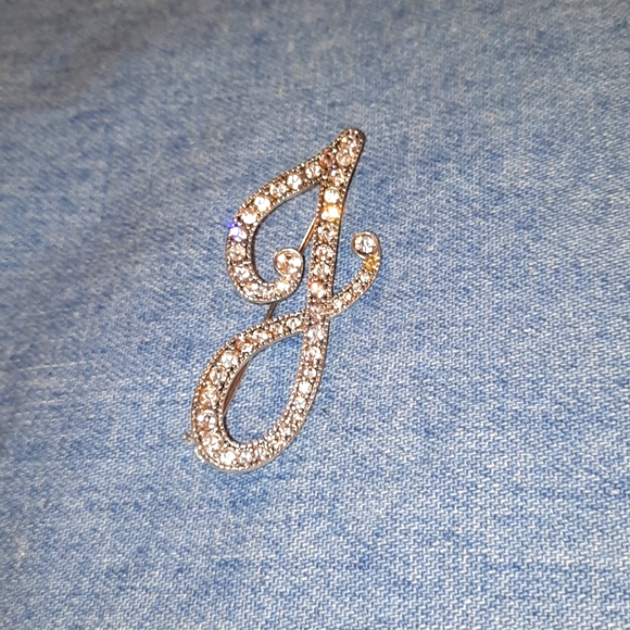 Jewelry | Letter J Crystals Pin Silver Y2k Style | Poshmark